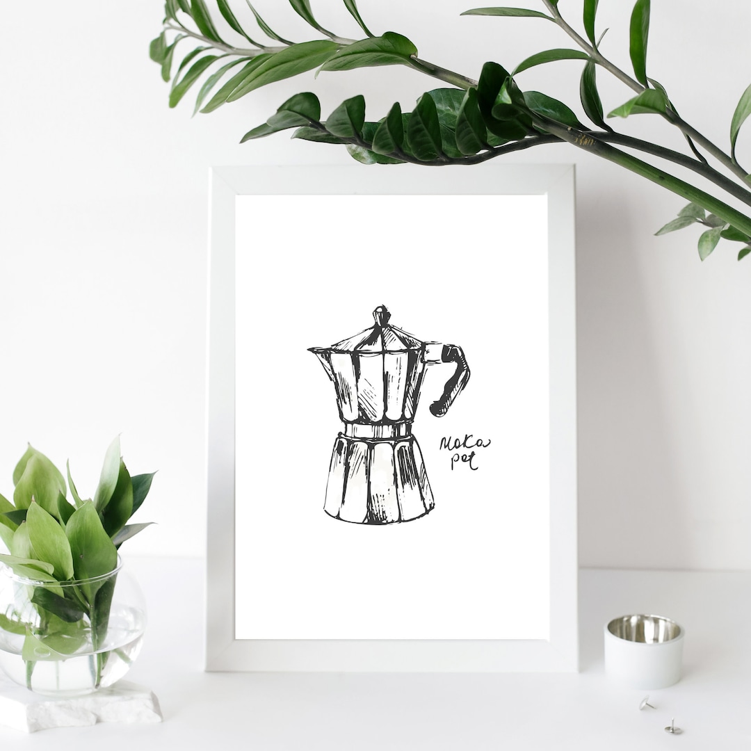 Moka Coffee Maker Poster, Printable Coffee Art, Home Decor, Kitchen ...