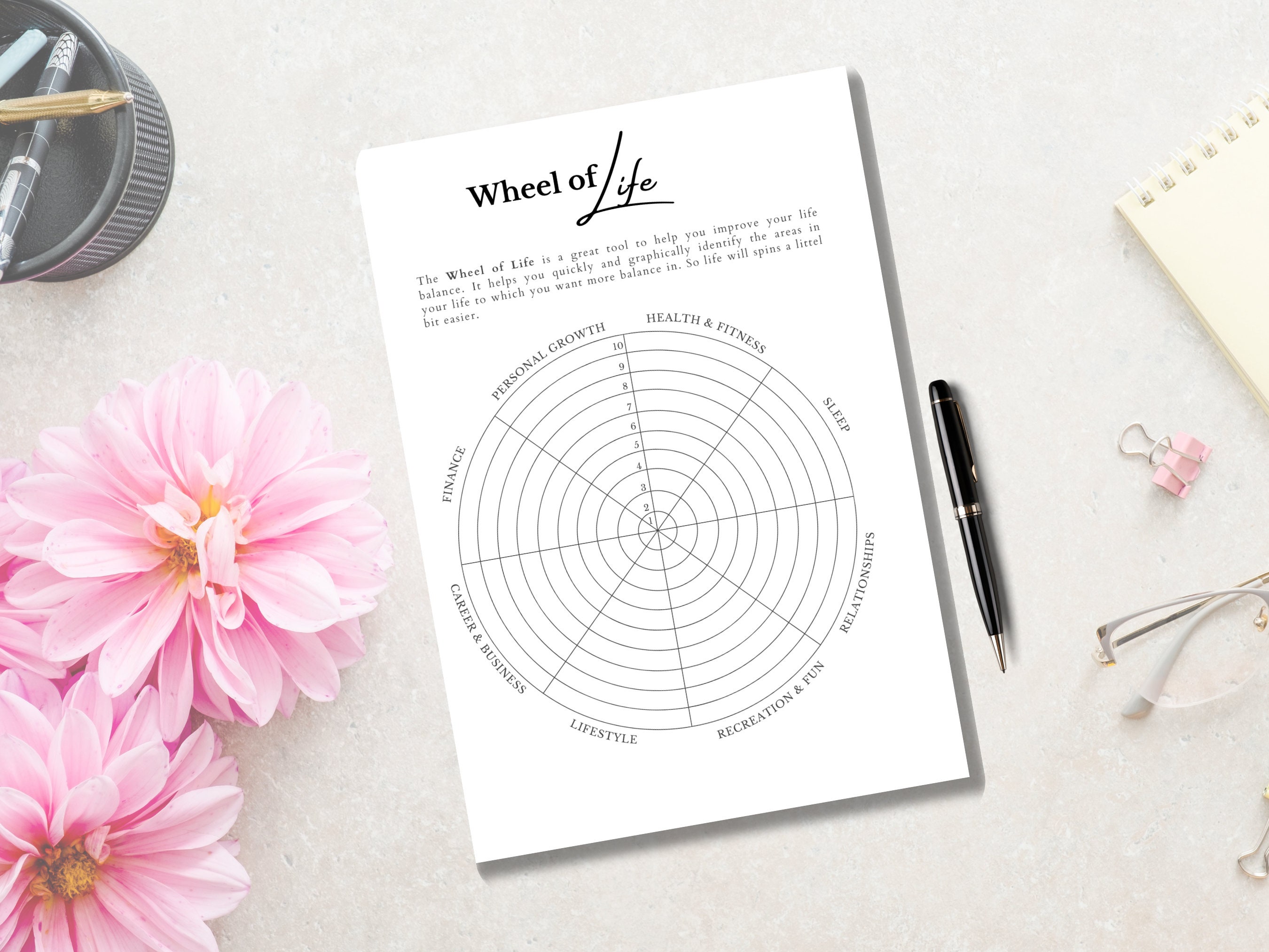 Wheel of Life Worksheet Template, Life Goals, Wheel of Life Printable ...