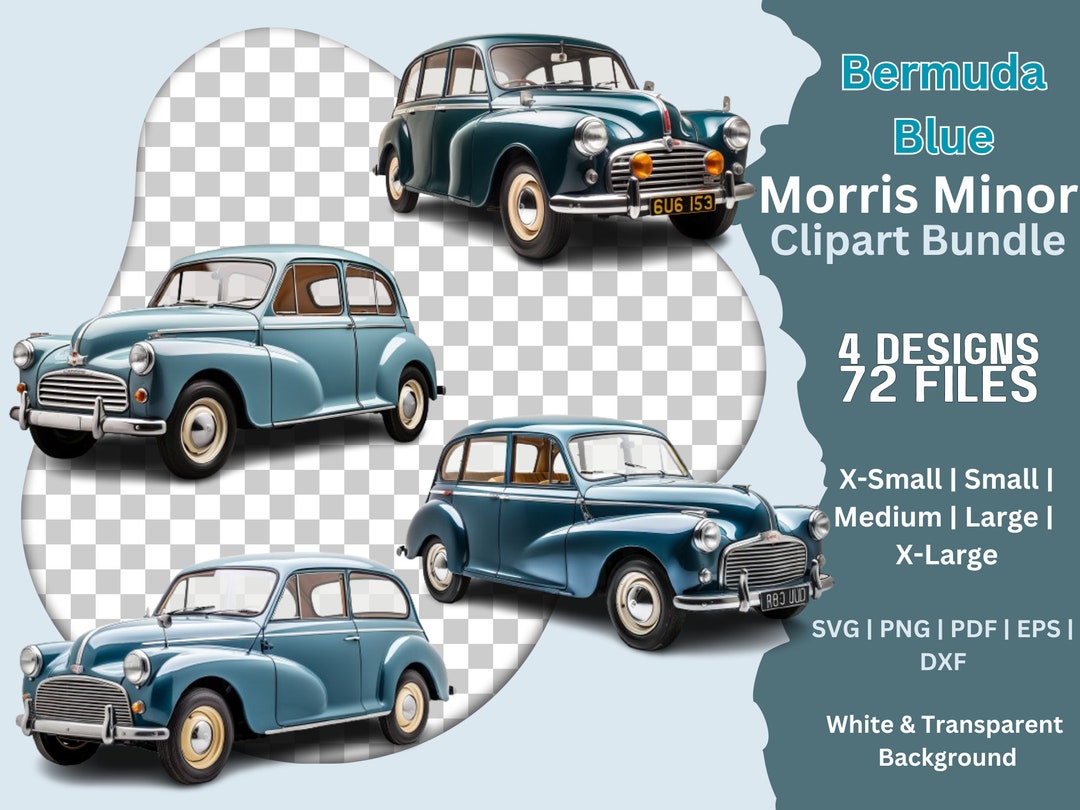 Bermuda Blue Morris Minor, Morris Minor, Clipart Bundle, Vector Graphic ...