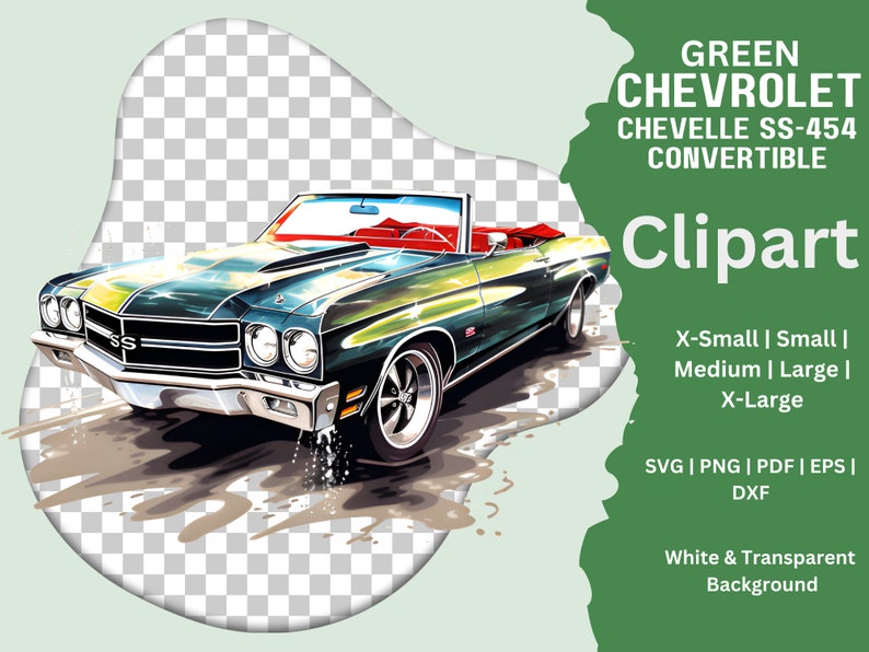 Chevrolet Chevelle SS-454 Convertible, Multi-color, Clipart Bundle ...