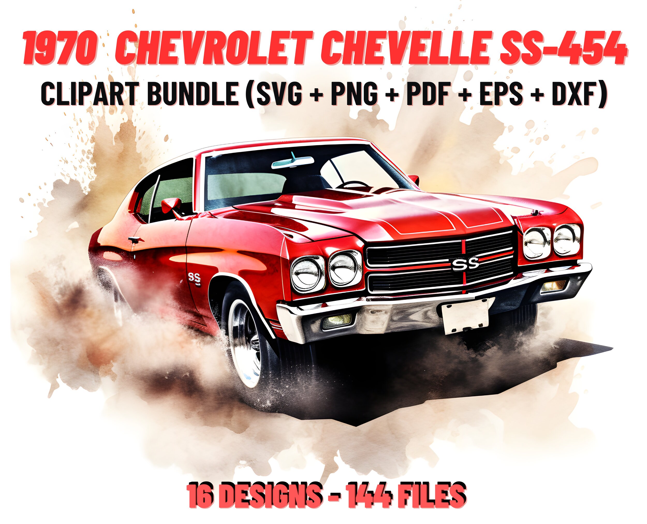 1970 Chevrolet Chevelle SS-454, Vintage Car, Clipart, Iconic Muscle Car ...