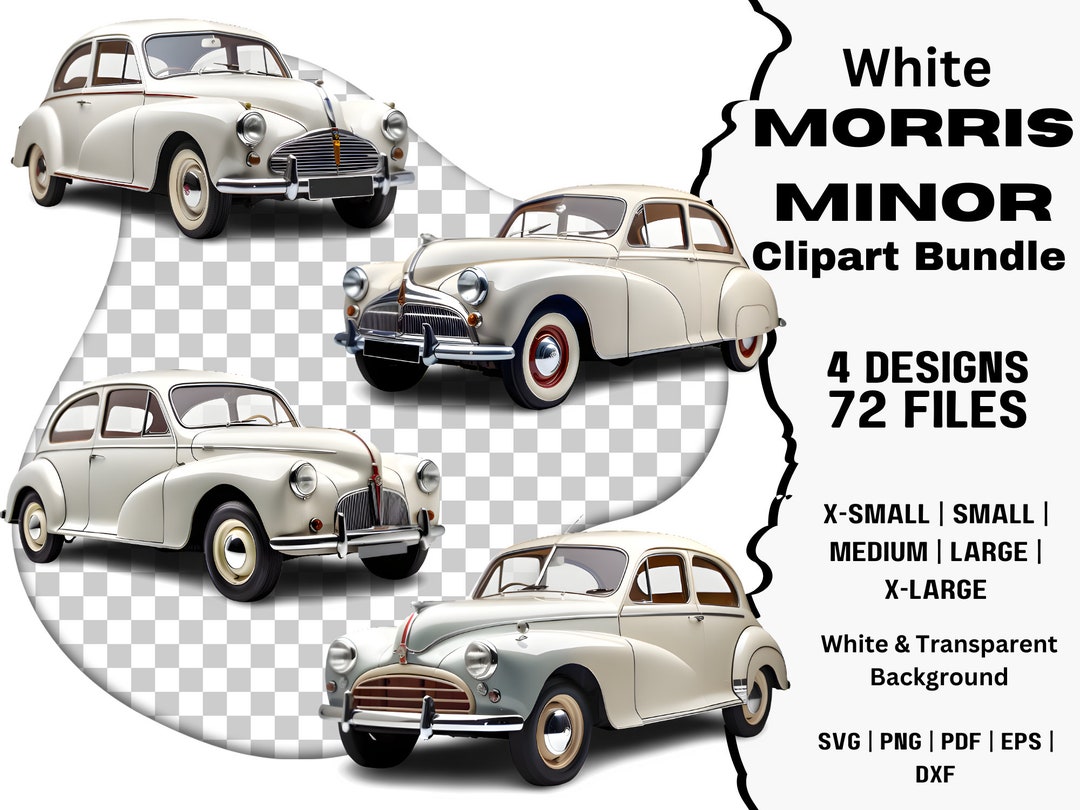 White Morris Minor, Morris Minor, Clipart Bundle, Vector Graphic ...