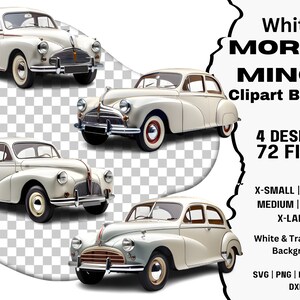 White Morris Minor, Morris Minor, Clipart Bundle, Vector Graphic ...