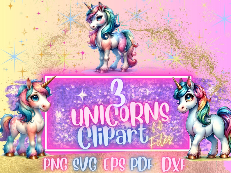 Unicorns, Unicorn, Mythical Creatures, Fantasy, Clipart Bundle, Vector ...