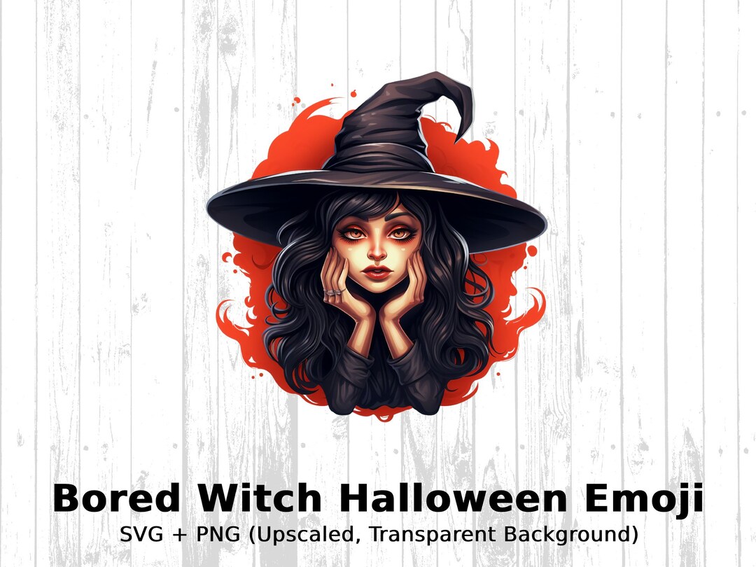 Halloween Cute Witch Emoji, Clipart, PNG, Upscaled, SVG, Transparent ...