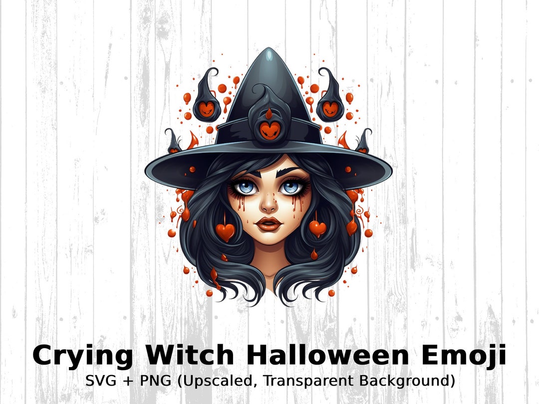 Halloween Cute Witch Emoji Clipart PNG Upscaled SVG - Etsy