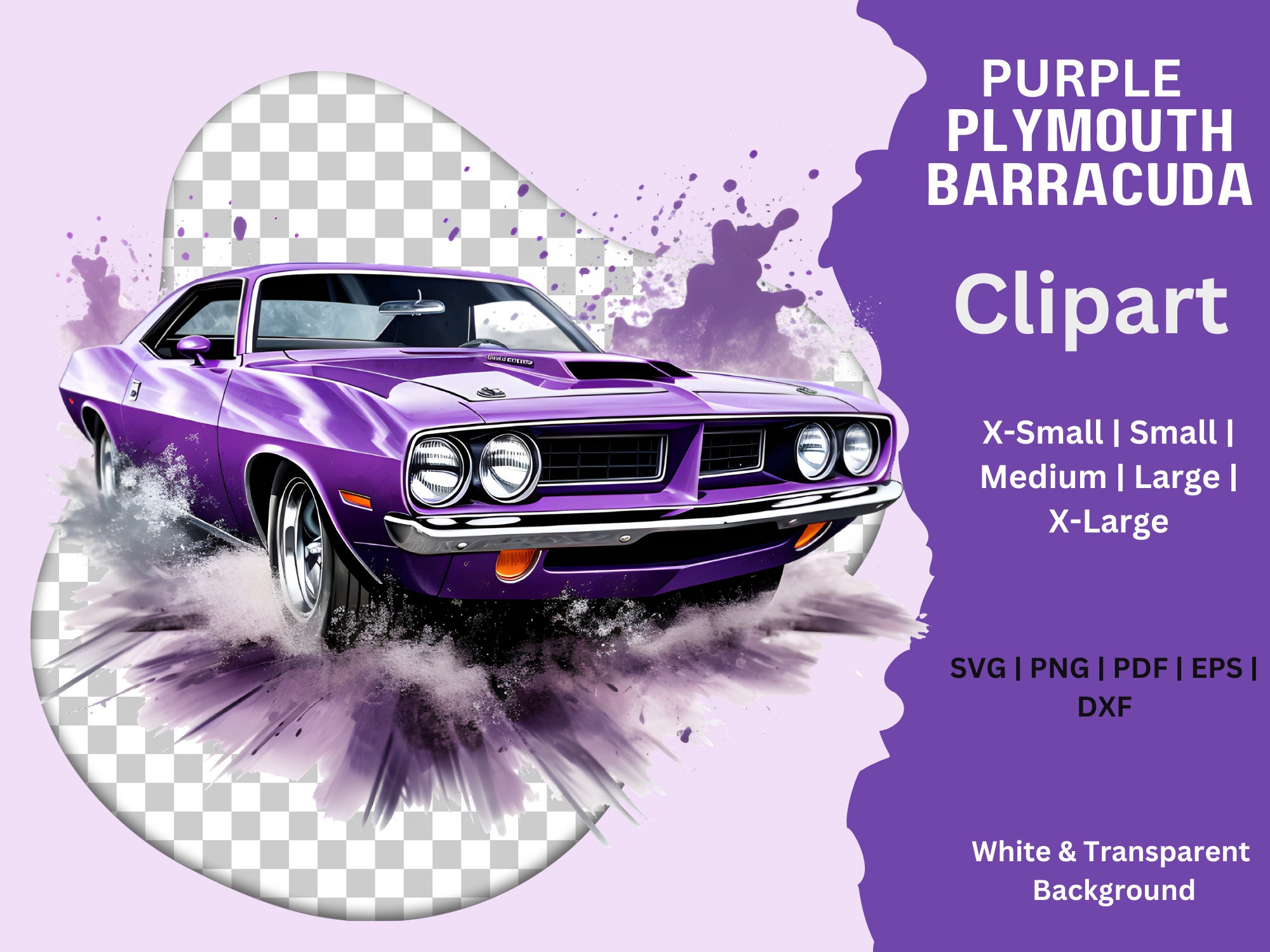 Plymouth Barracuda, Plymouth Cuda, Multicolor Clipart Bundle, Vector ...