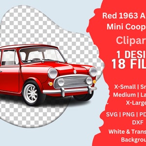 Red 1963 Austin Mini Cooper S, Clipart Bundle, Vector Graphic, Instant ...