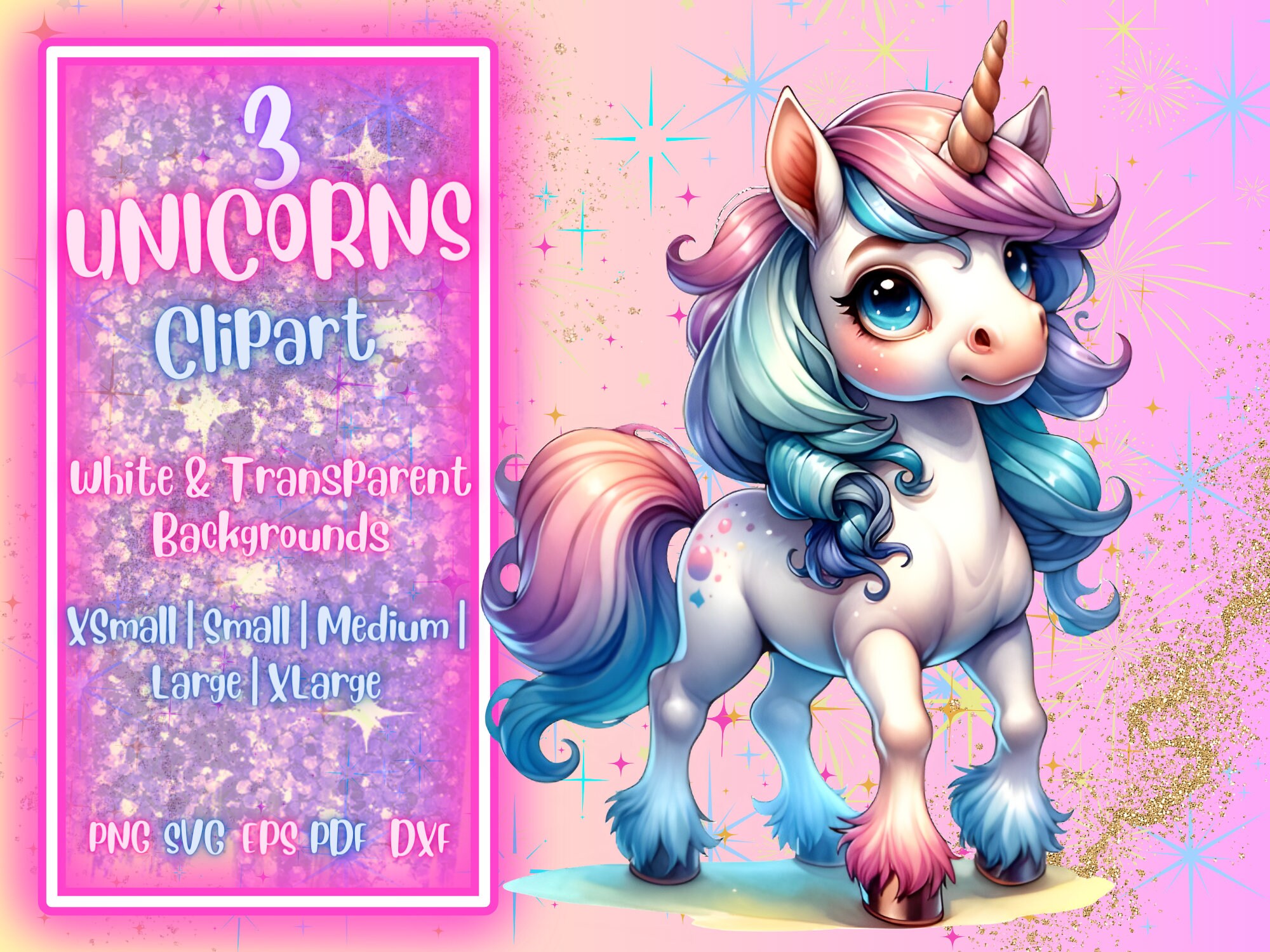 Unicorns, Unicorn, Mythical Creatures, Fantasy, Clipart Bundle, Vector ...