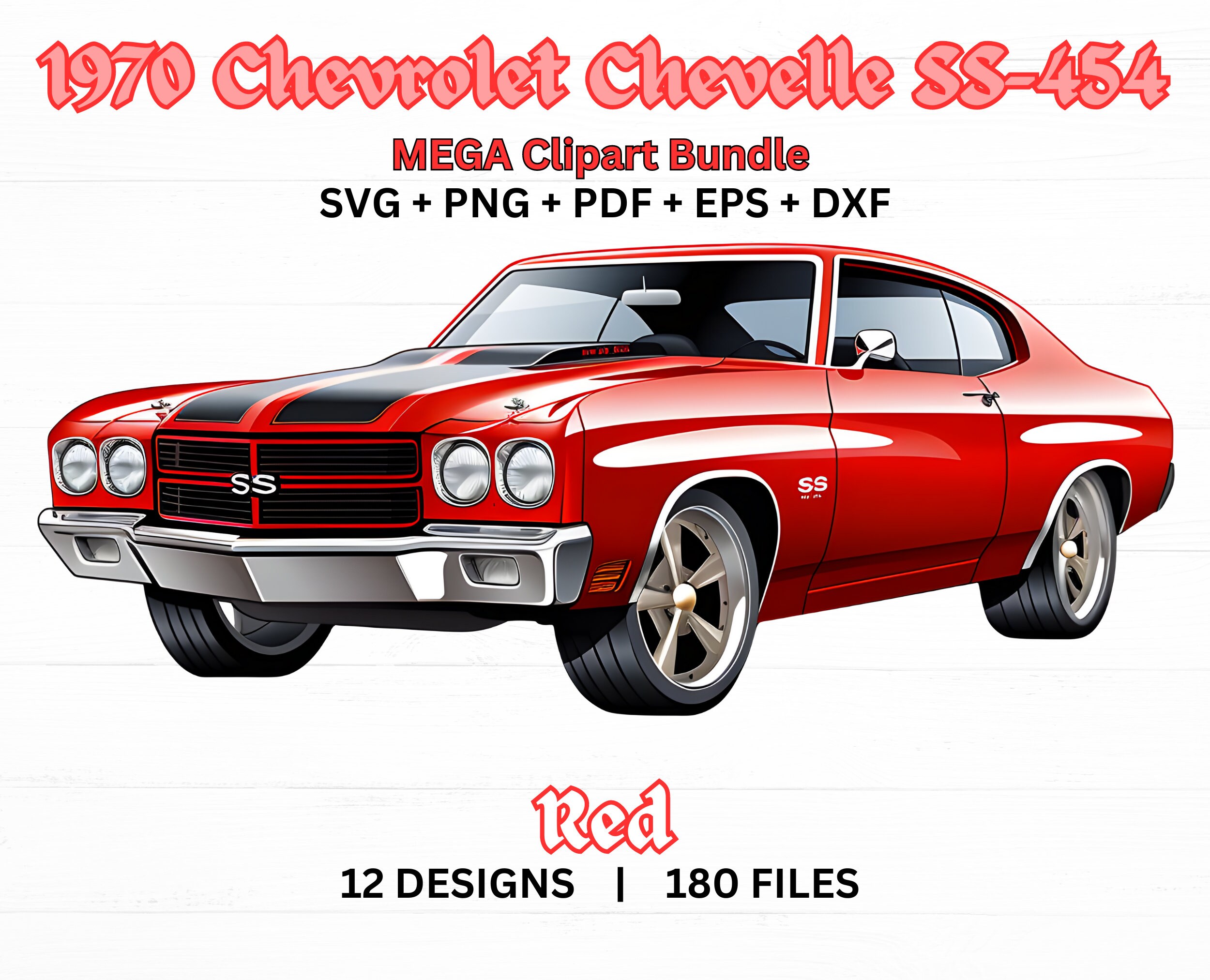 1970 Chevrolet Chevelle SS-454, Vintage Car, Clipart, Iconic Muscle Car ...