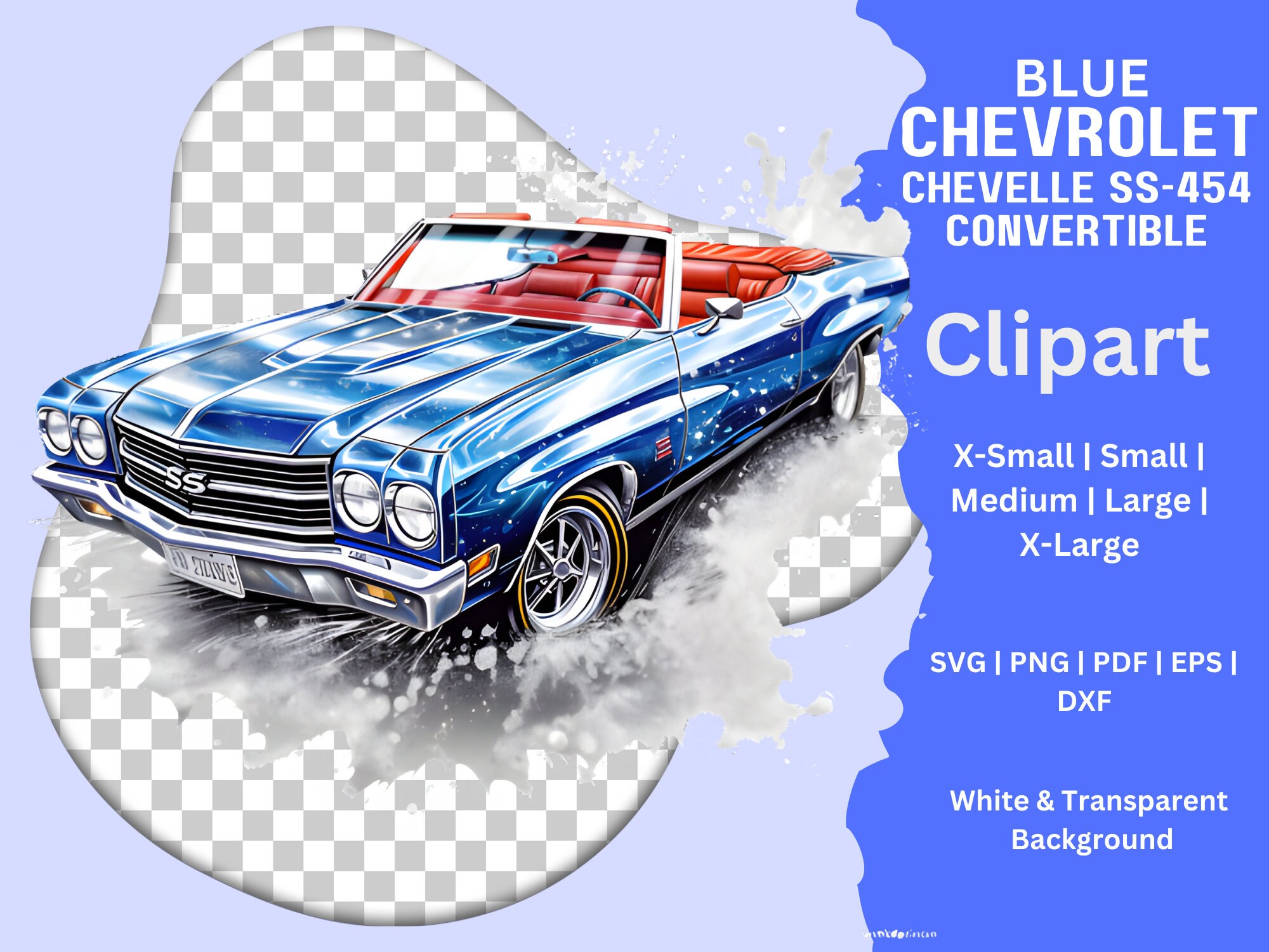 Chevrolet Chevelle SS-454 Convertible, Multi-color, Clipart Bundle ...