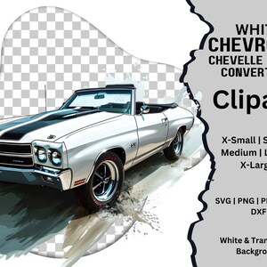 White Chevrolet Chevelle SS-454 Convertible, Clipart Bundle, Vector ...