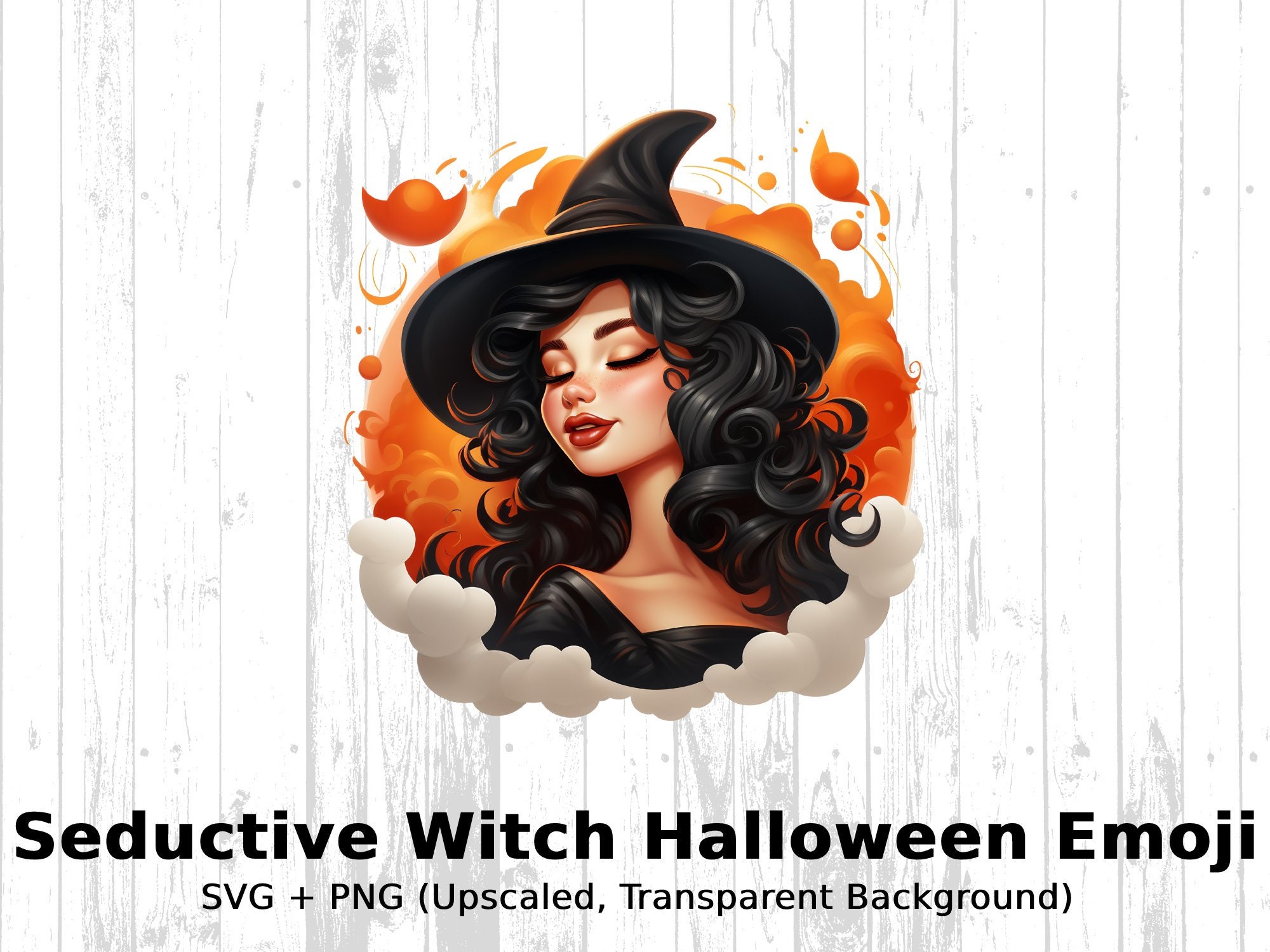 Halloween Cute Witch Emoji, Clipart, PNG, Upscaled, SVG, Transparent ...