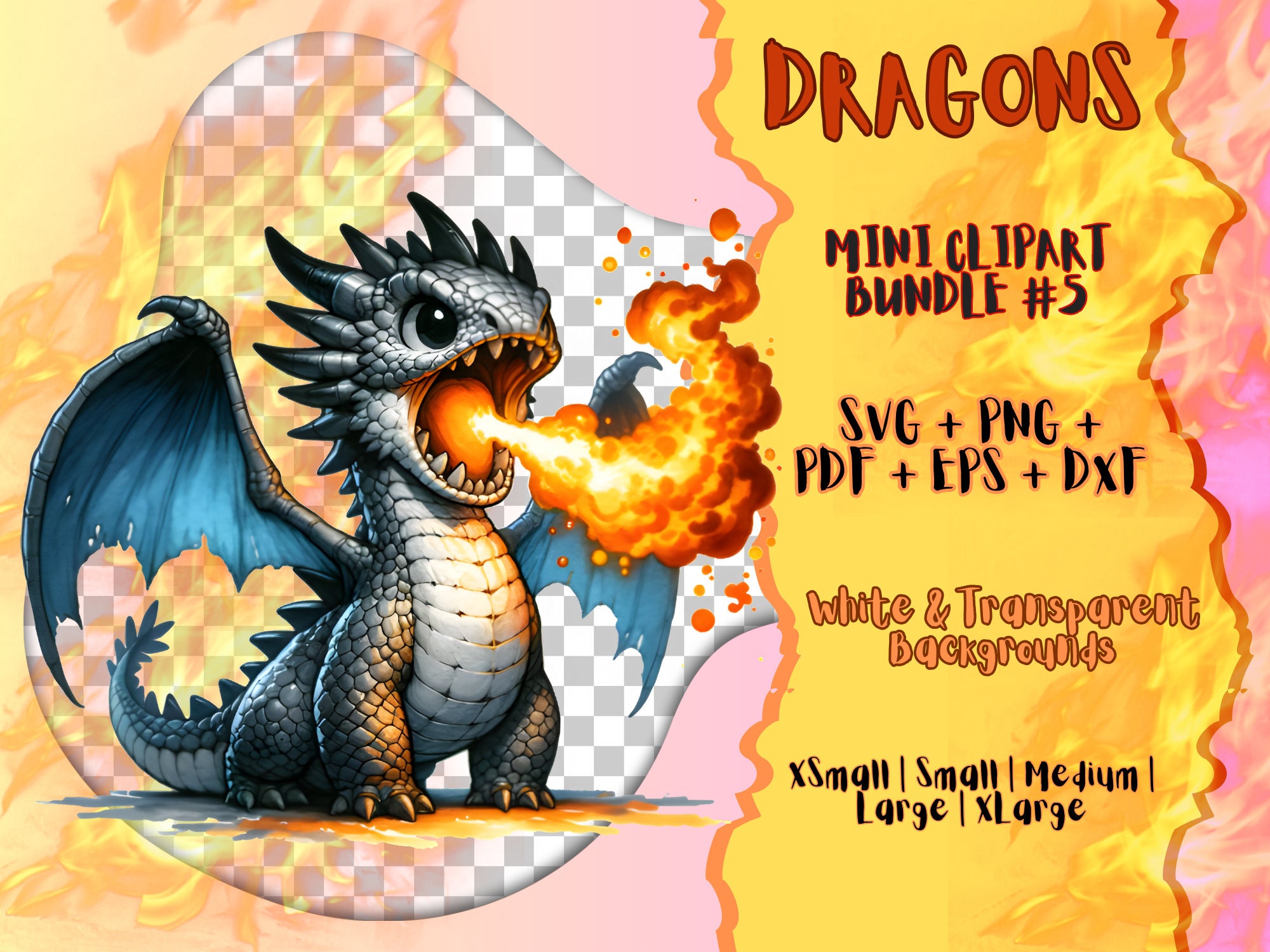Dragons, Dragon, Mythical Creatures, Fantasy, Clipart Bundle, Vector ...