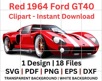 Blue 1964 Ford GT40 Clipart Bundle Vector Graphic Instant - Etsy