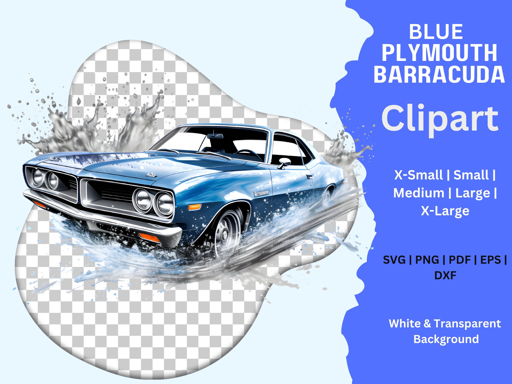 Plymouth Barracuda, Plymouth Cuda, Multicolor Clipart Bundle, Vector ...