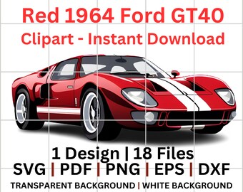 Blue 1964 Ford GT40 Clipart Bundle Vector Graphic Instant - Etsy