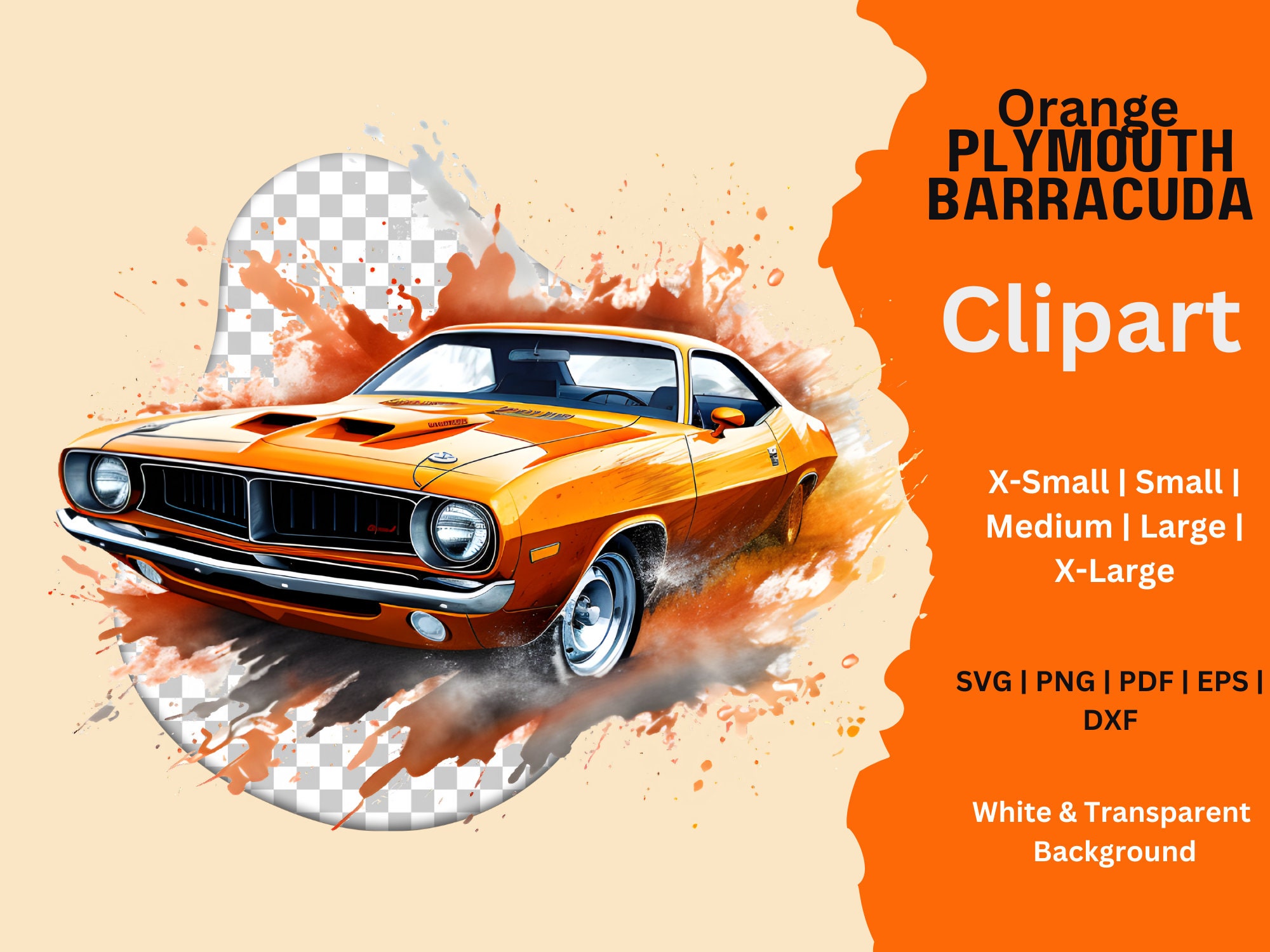 Plymouth Barracuda, Plymouth Cuda, Multicolor Clipart Bundle, Vector ...