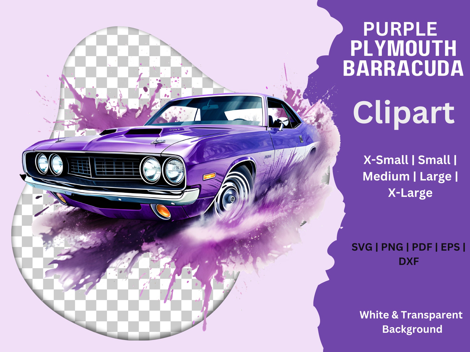 Plymouth Barracuda, Plymouth Cuda, Multicolor Clipart Bundle, Vector ...