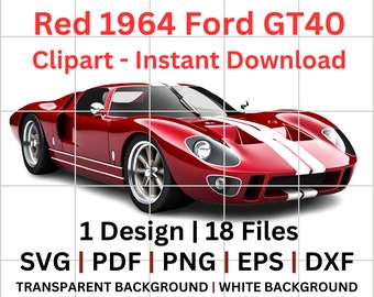 Blue 1964 Ford GT40 Clipart Bundle Vector Graphic Instant - Etsy