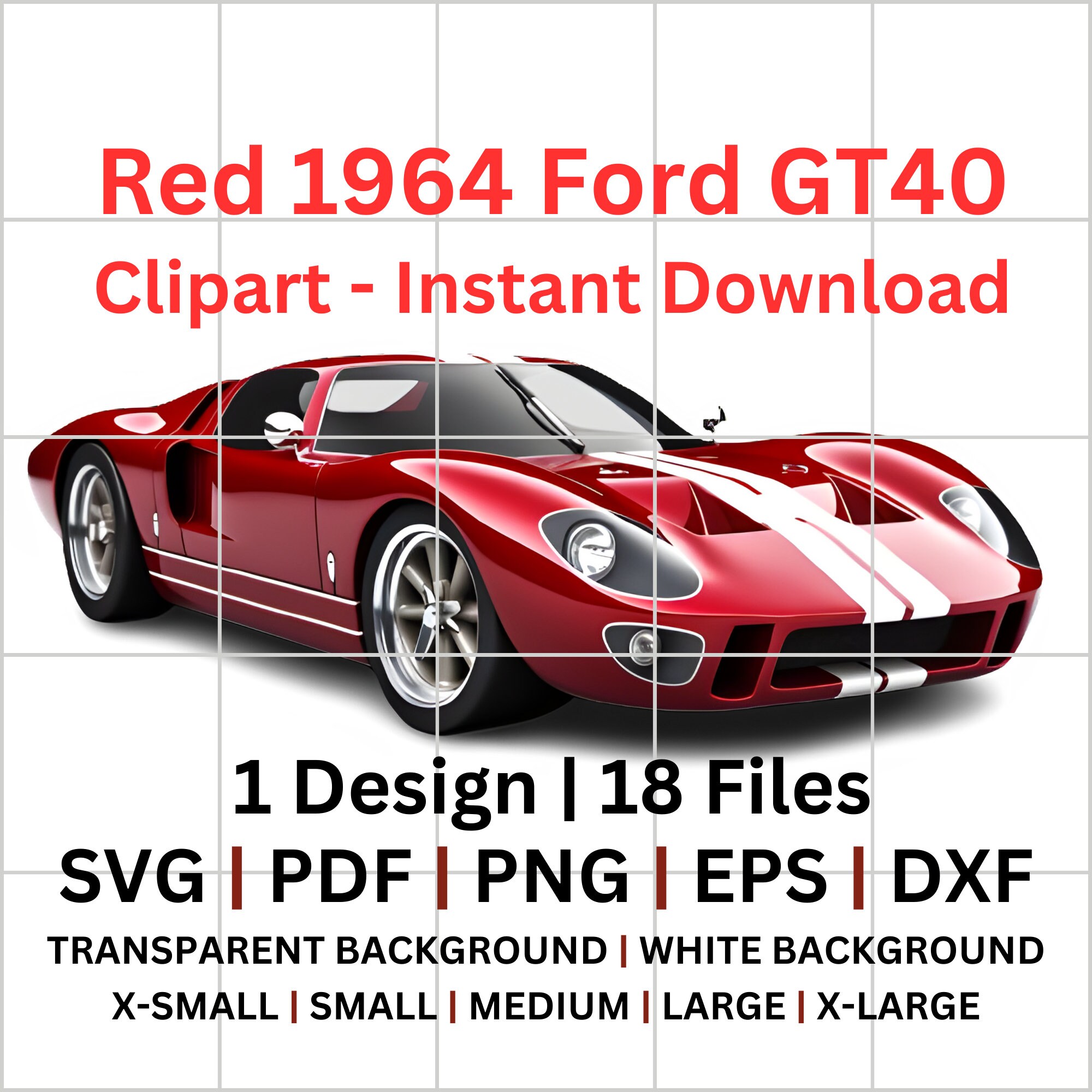 Red 1964 Ford GT40 Clipart Bundle Vector Graphic Instant - Etsy