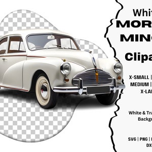 White Morris Minor, Morris Minor, Clipart Bundle, Vector Graphic ...
