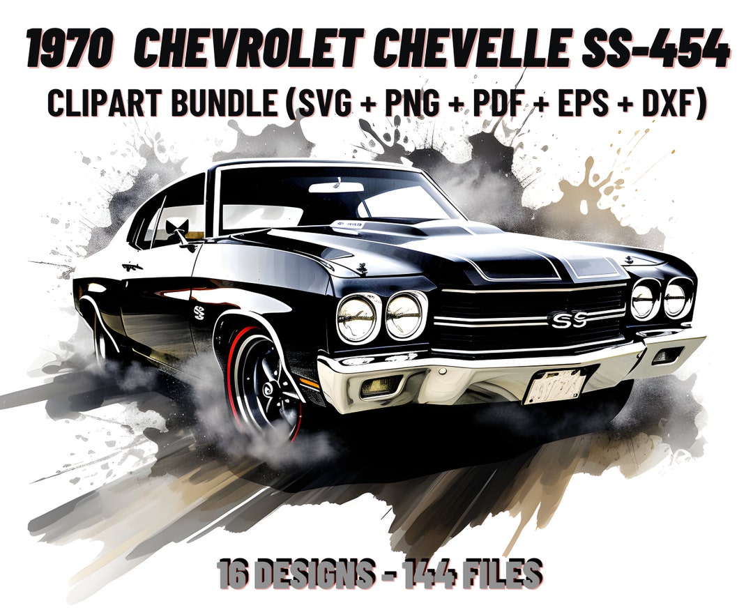 Chevrolet Chevelle SS-454, Vintage Car, Mega Clipart Bundle, Muscle Car ...