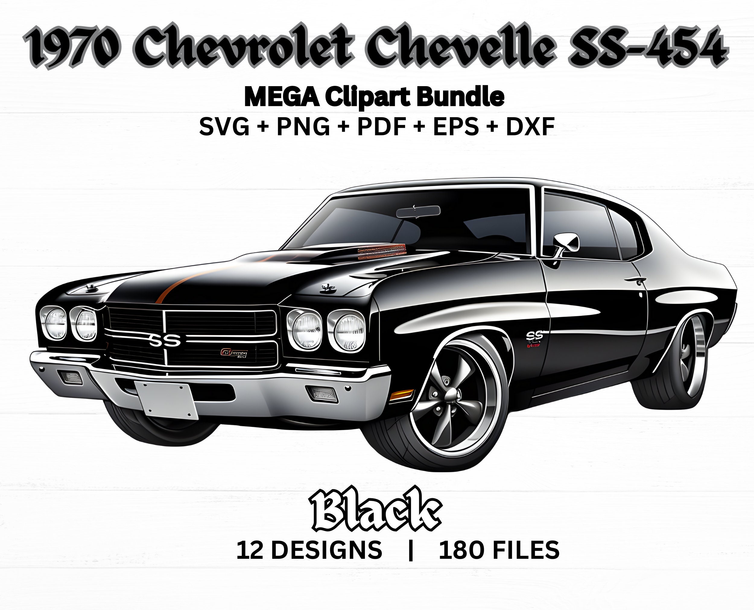 1970 Chevrolet Chevelle SS-454, Vintage Car, Clipart, Iconic Muscle Car ...
