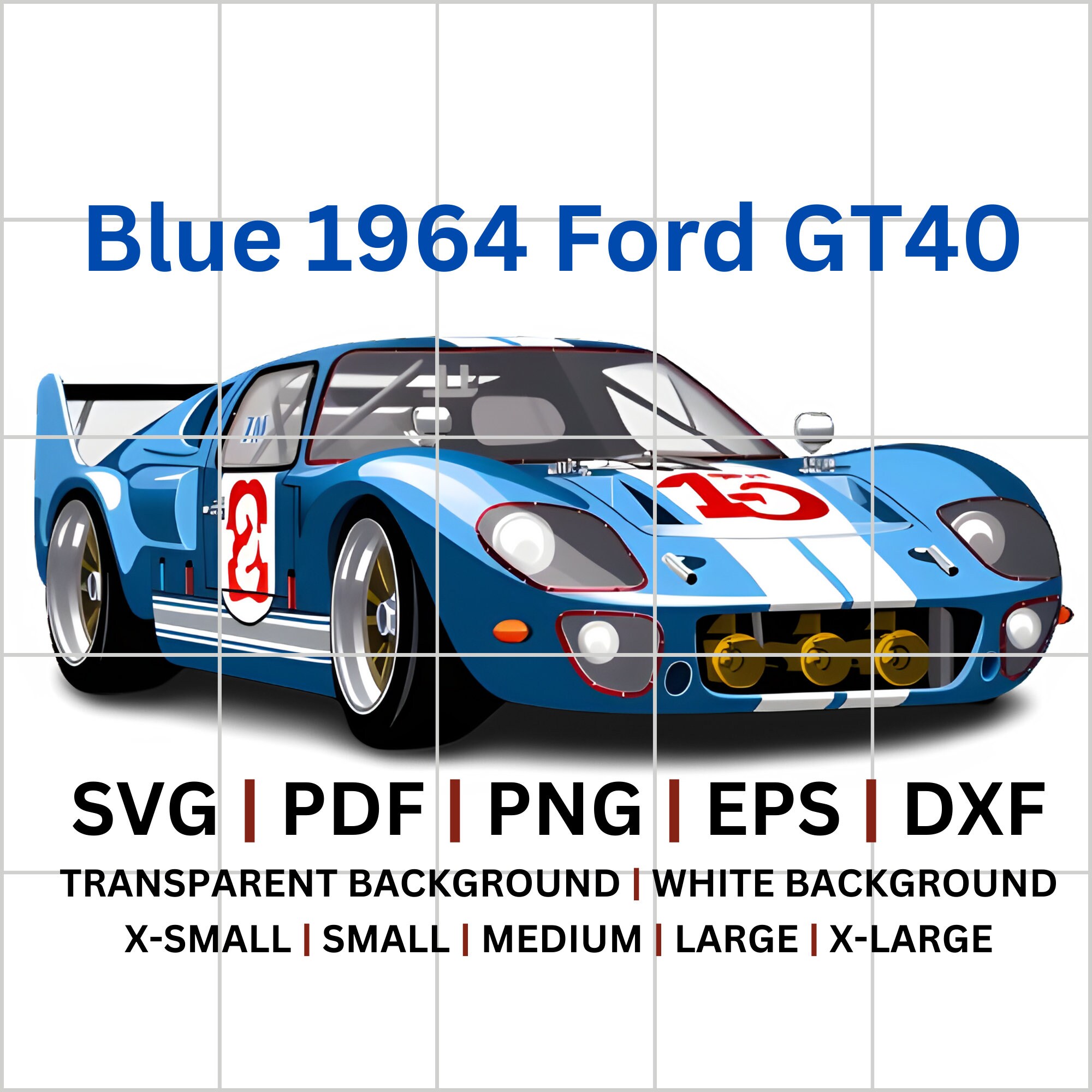 Blue 1964 Ford GT40 Clipart Bundle Vector Graphic Instant - Etsy