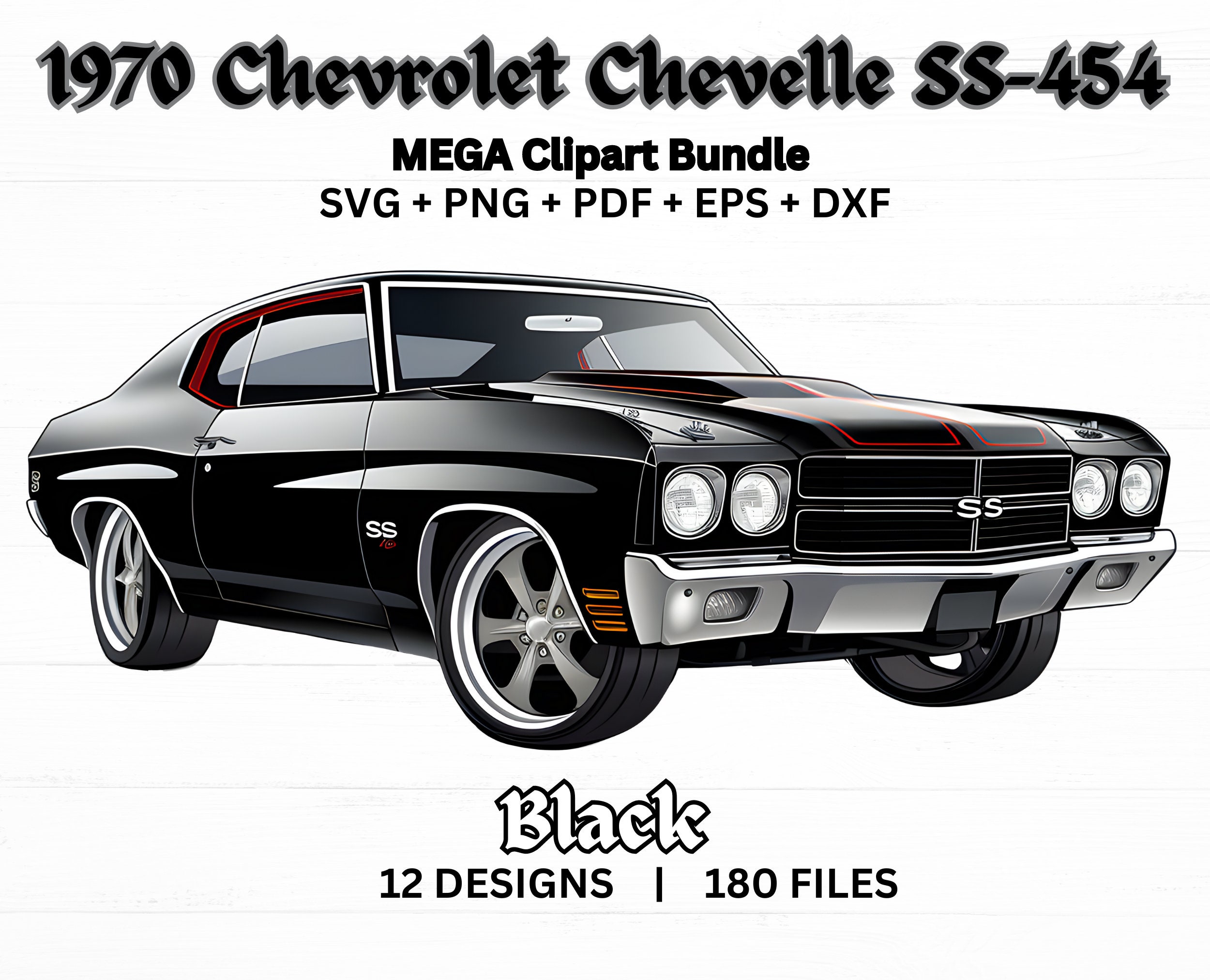 1970 Chevrolet Chevelle SS-454, Vintage Car, Clipart, Iconic Muscle Car ...