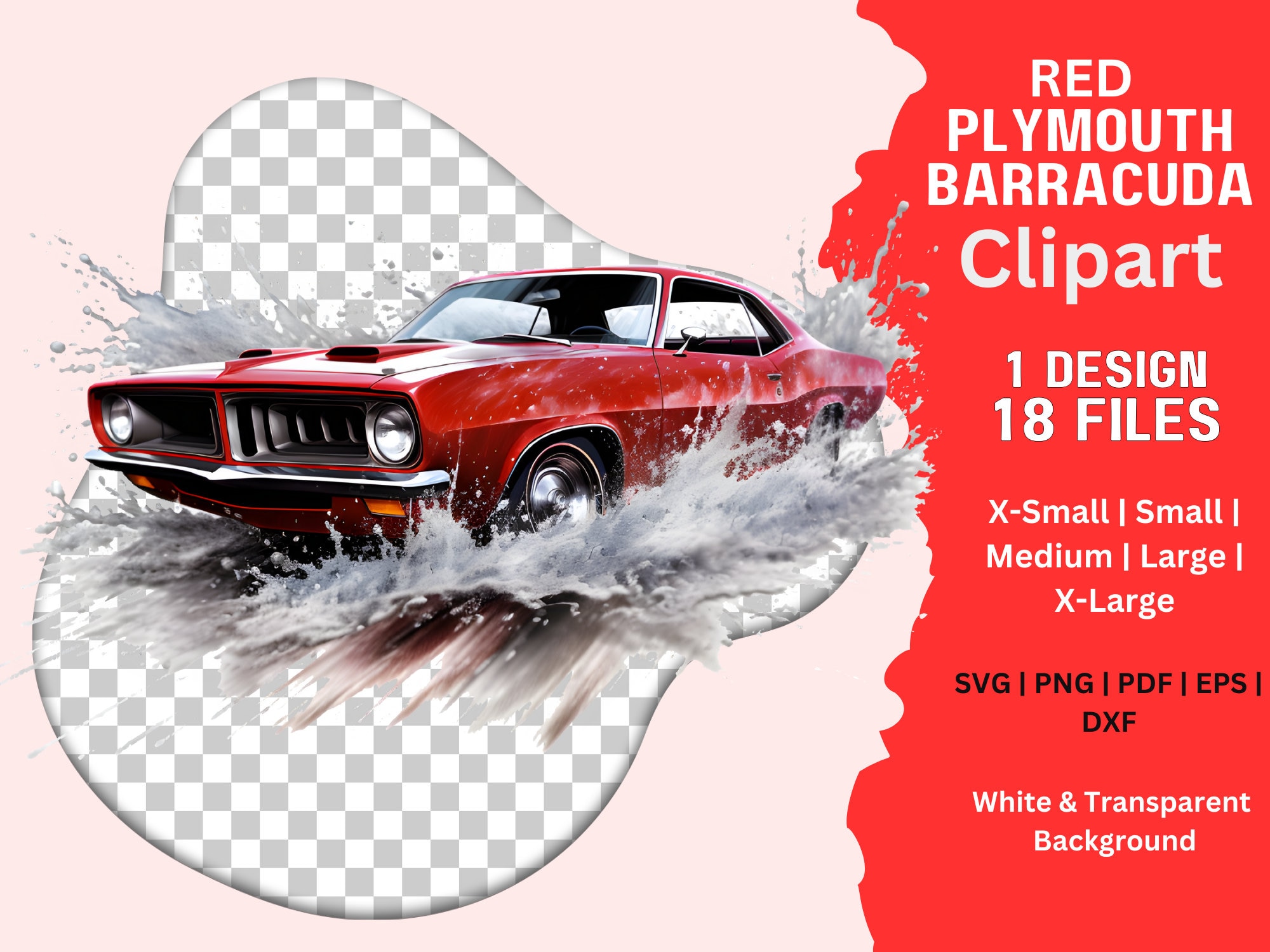 Plymouth Barracuda, Plymouth Cuda, Multicolor Clipart Bundle, Vector ...