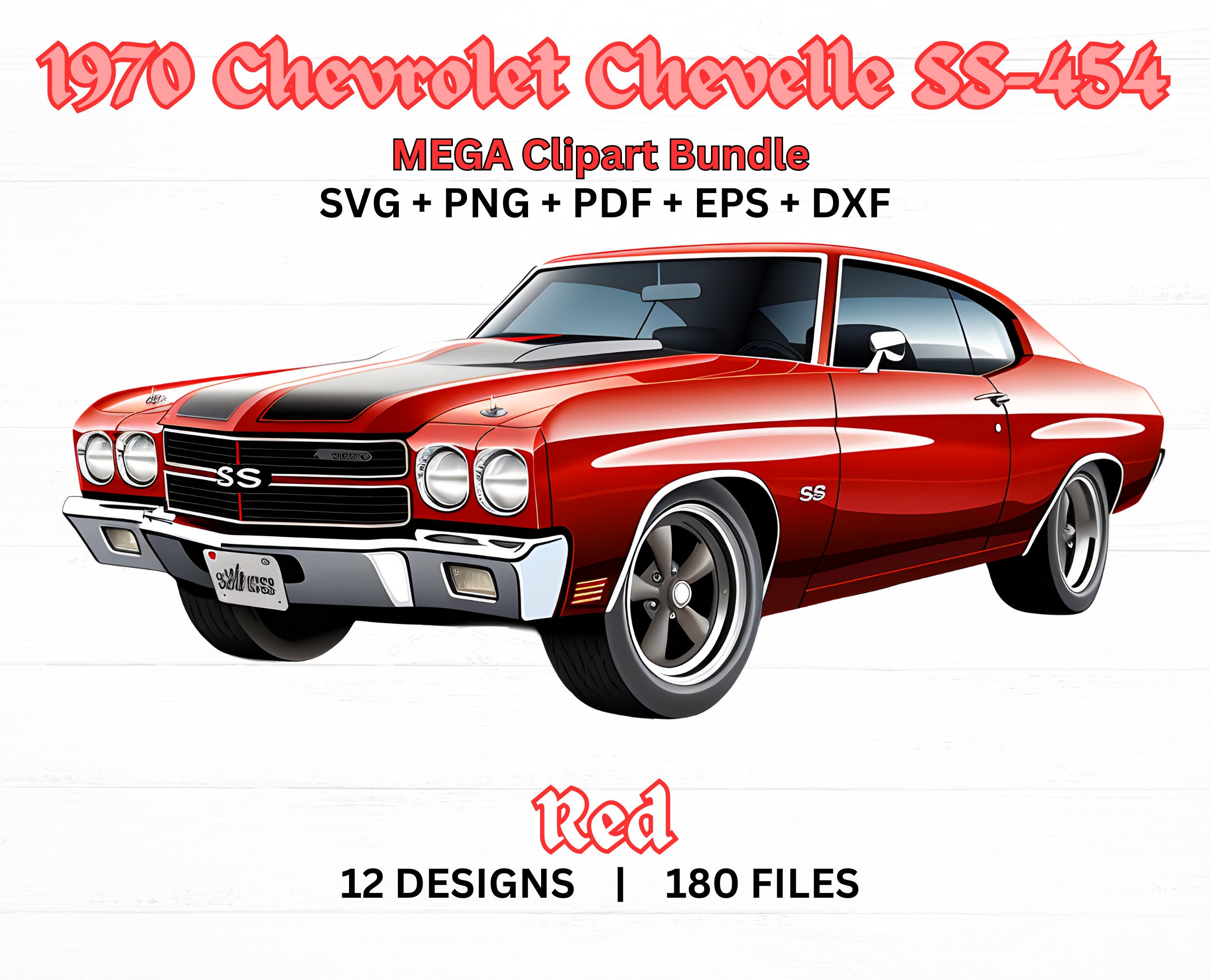 1970 Chevrolet Chevelle SS-454, Vintage Car, Clipart, Iconic Muscle Car ...