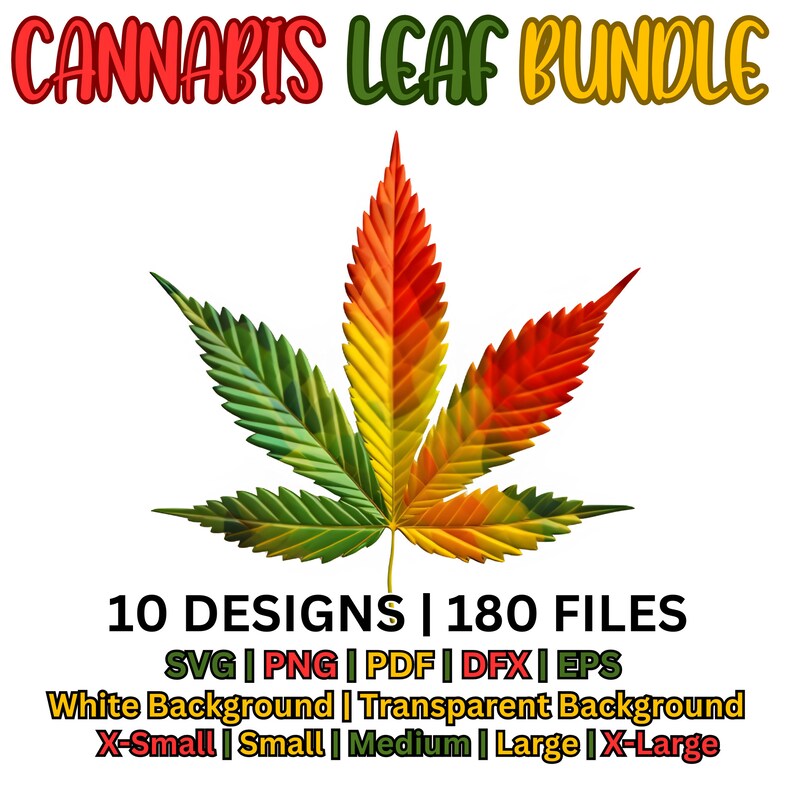Cannabis Leaf, Rasta Colors, Weed, Clipart Bundle, SVG, PDF, PNG, Dfx ...