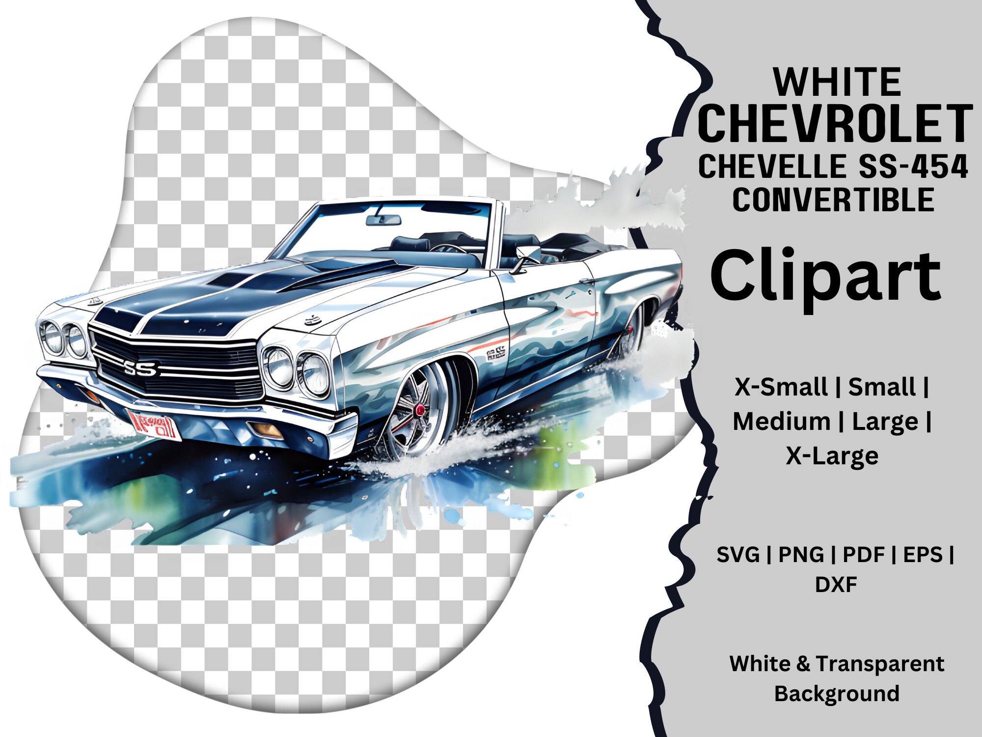 Chevrolet Chevelle SS-454 Convertible, Multi-color, Clipart Bundle ...
