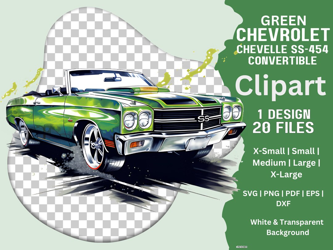Green 1970 Chevrolet Chevelle SS-454 Convertible, Clipart, Vector ...