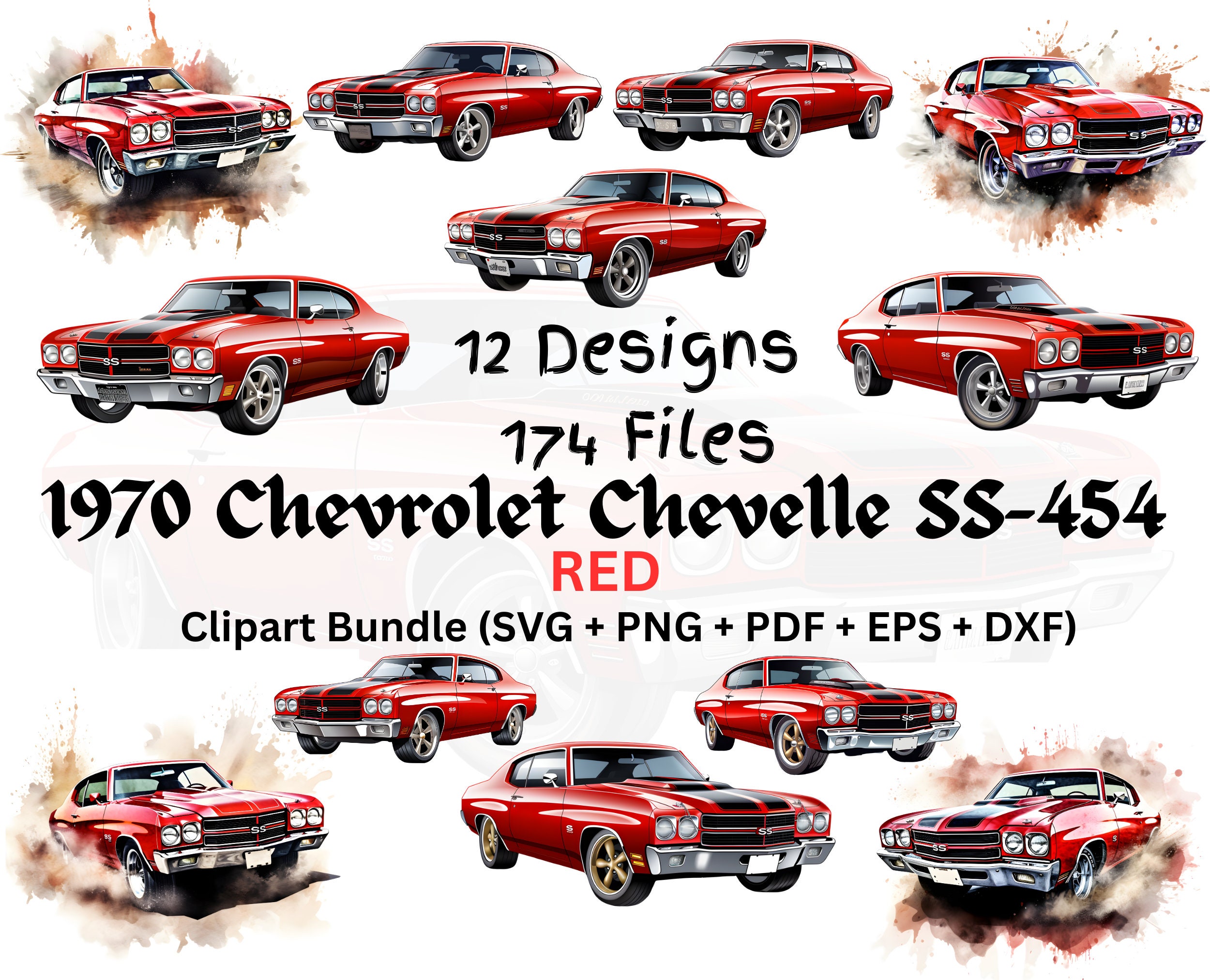 1970 Chevrolet Chevelle SS-454, Vintage Car, Clipart, Iconic Muscle Car ...