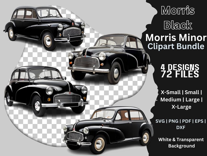 Black Morris Minor, Morris Minor, Clipart Bundle, Vector Graphic ...