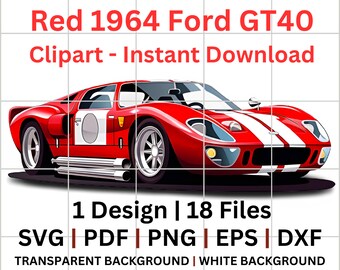 Blue 1964 Ford GT40 Clipart Bundle Vector Graphic Instant - Etsy