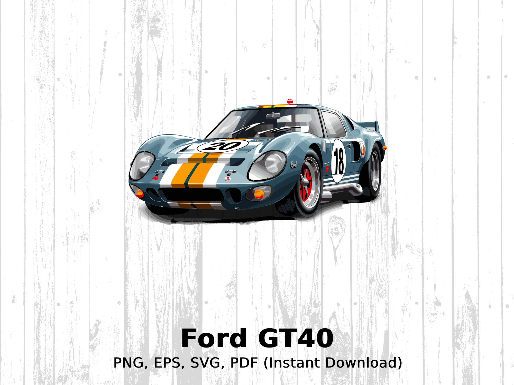 Ford GT40 Imágenes Prediseñadas Gráfico vectorial Descarga - Etsy España