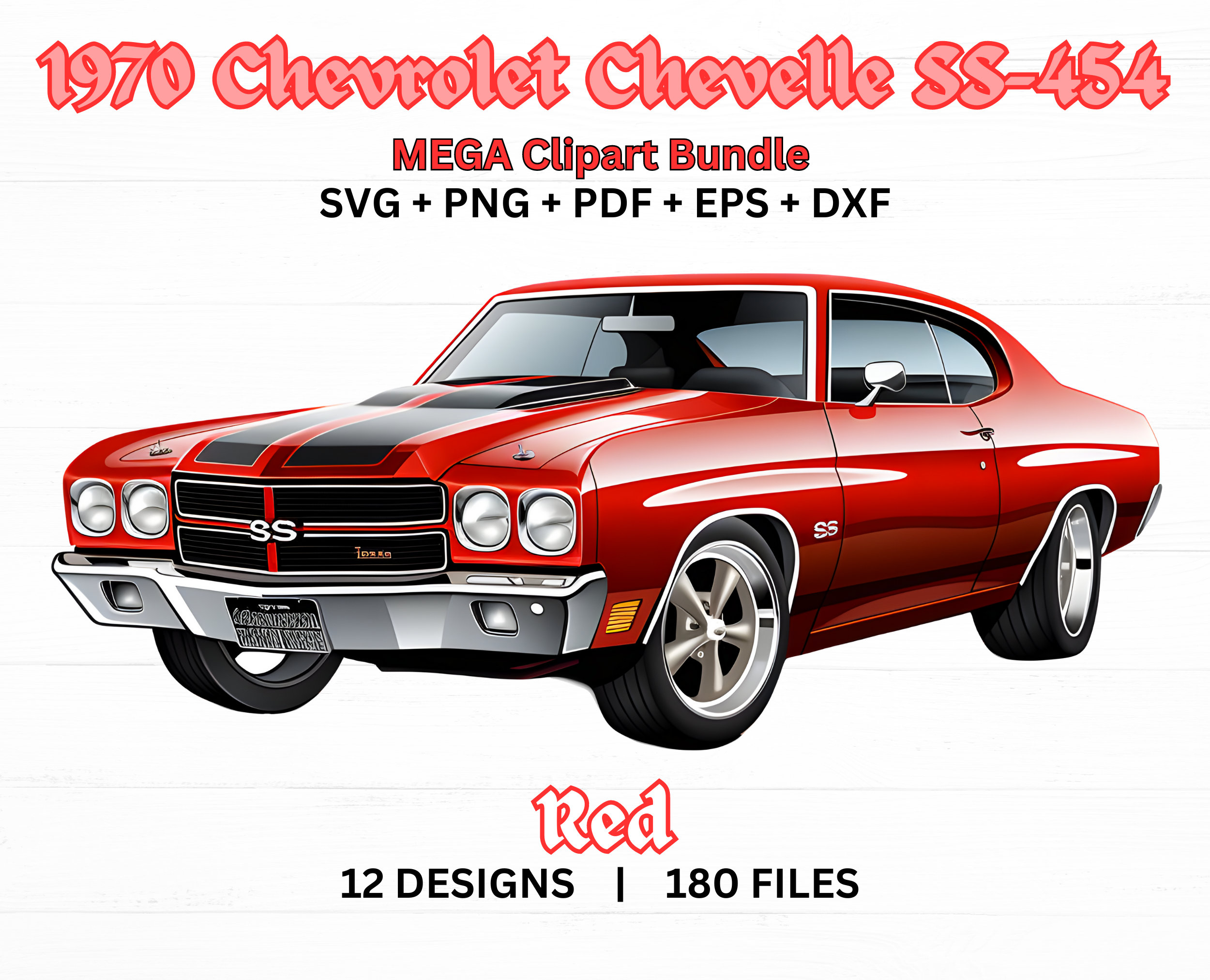 1970 Chevrolet Chevelle SS-454, Vintage Car, Clipart, Iconic Muscle Car ...