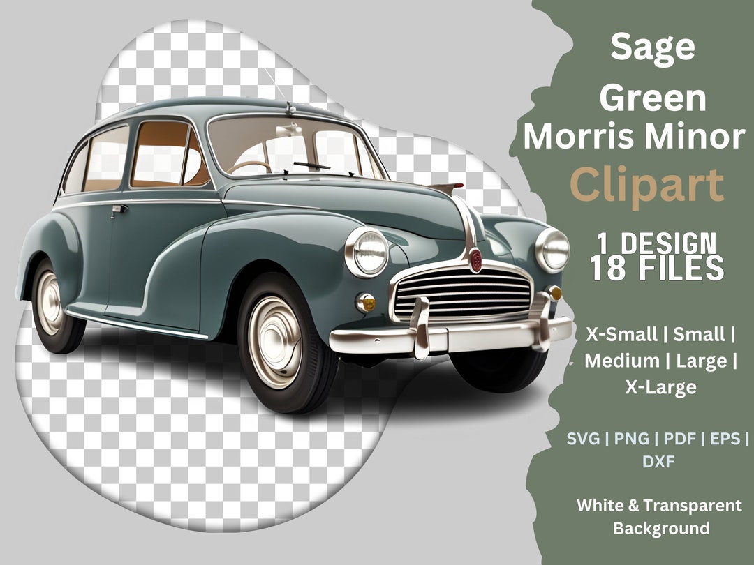 Sage Green Morris Minor, Morris Minor, Clipart Bundle, Vector Graphic ...
