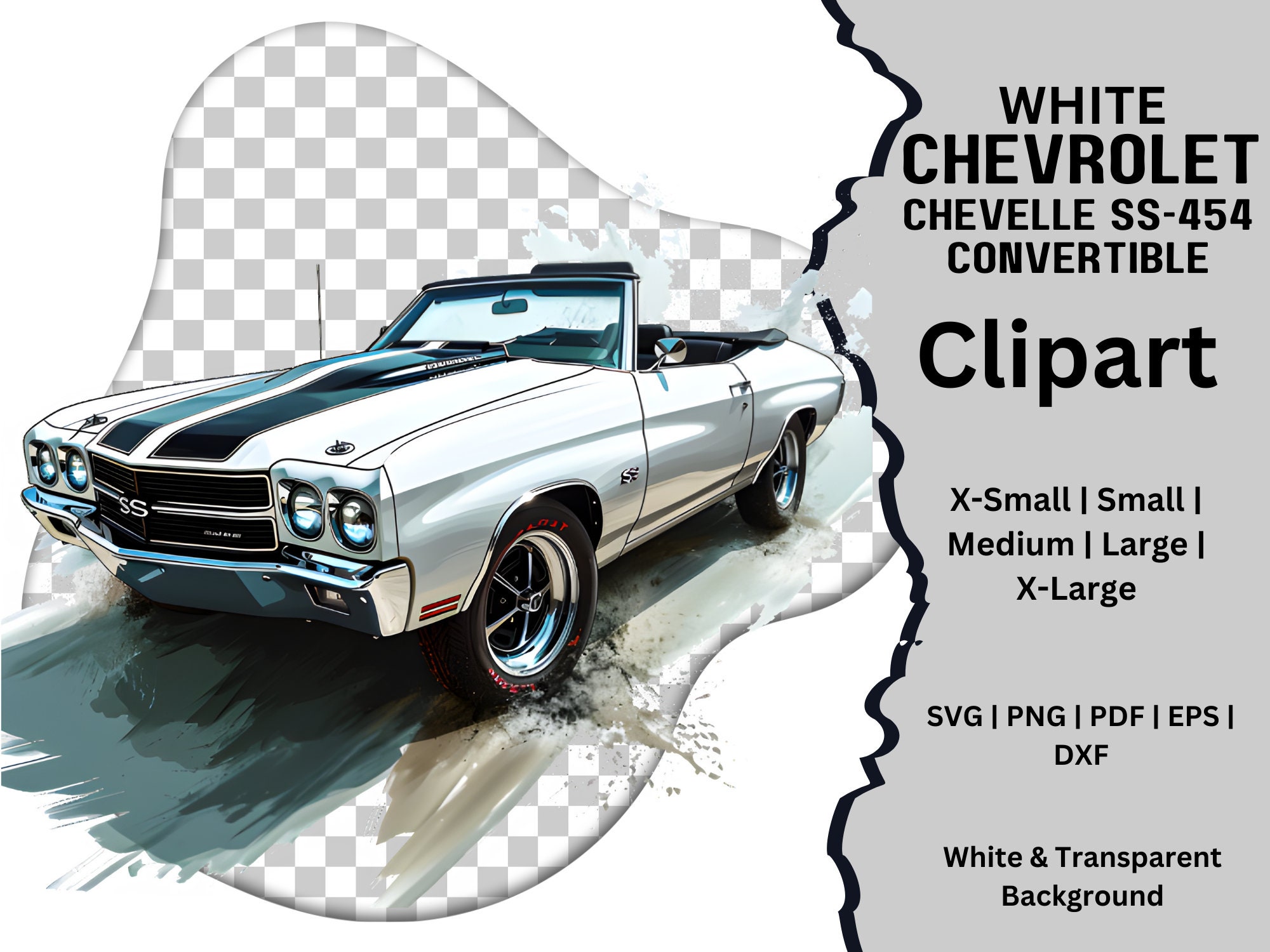 Chevrolet Chevelle SS-454 Convertible, Multi-color, Clipart Bundle ...