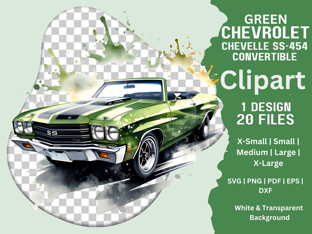 Green 1970 Chevrolet Chevelle SS-454 Convertible, Clipart, Vector ...