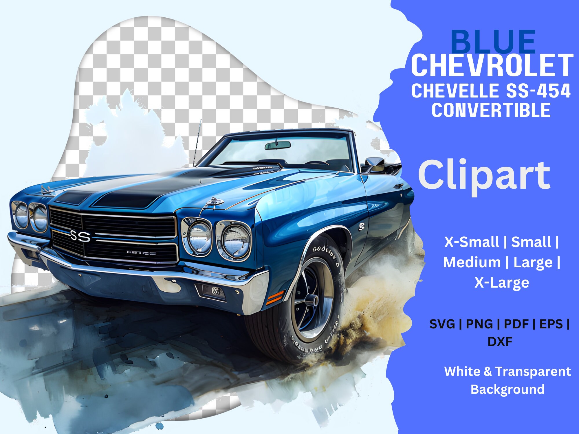 Chevrolet Chevelle SS-454 Convertible, Multi-color, Clipart Bundle ...