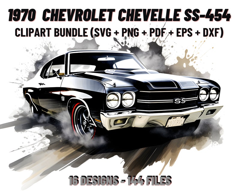 1970 Chevrolet Chevelle SS-454, Vintage Car, Mega Clipart Bundle ...