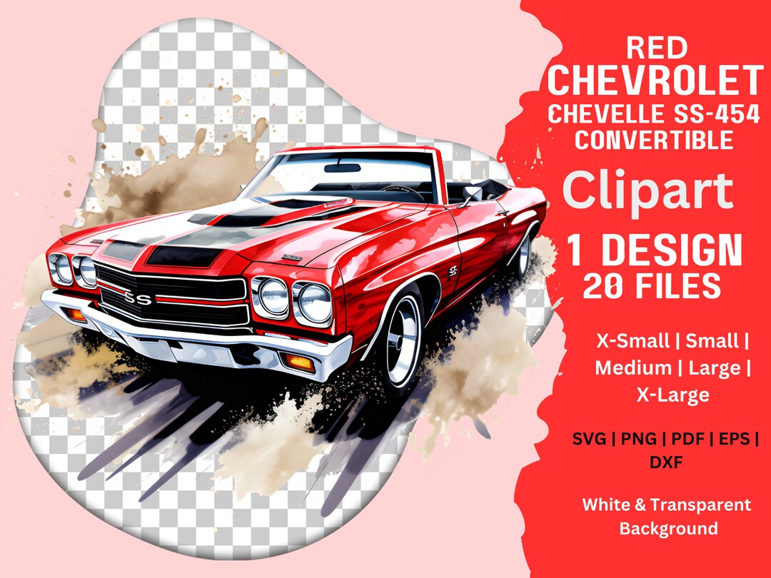 Red 1970 Chevrolet Chevelle SS-454 Convertible, Clipart, Vector Graphic ...