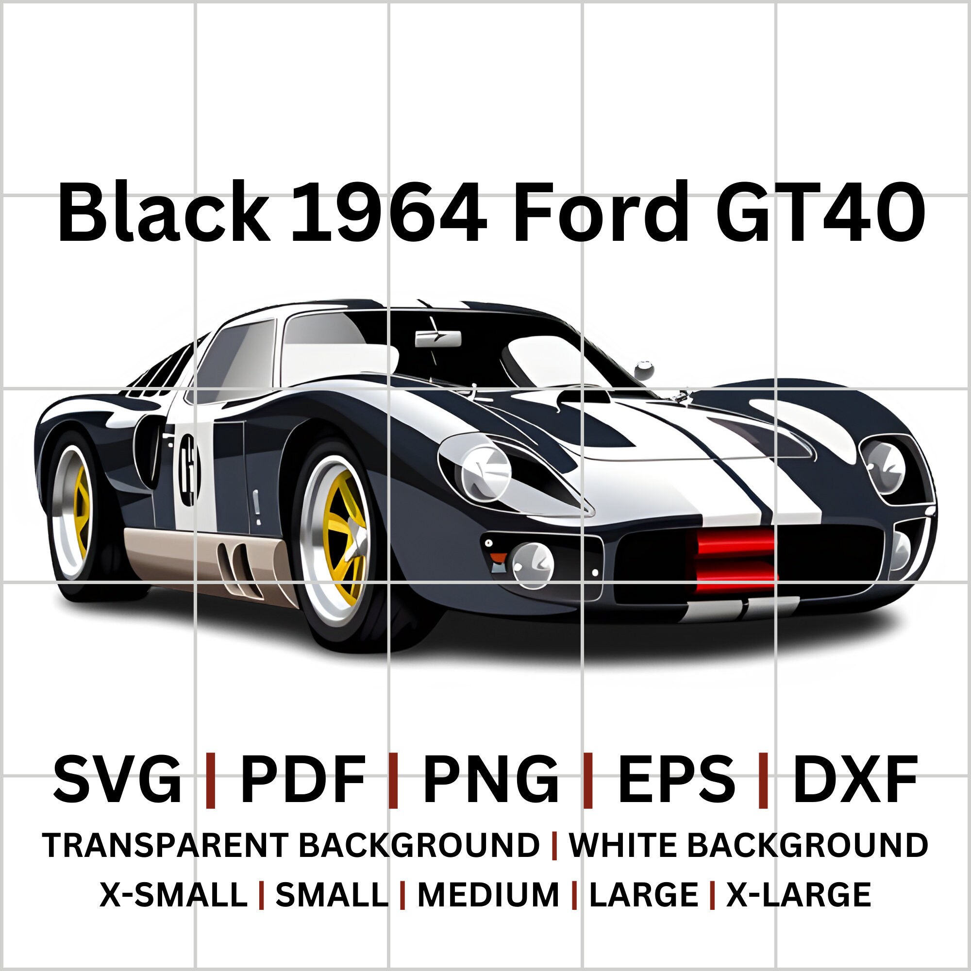 Black 1964 Ford GT40, Clipart Bundle, Vector Graphic, Instant Download ...