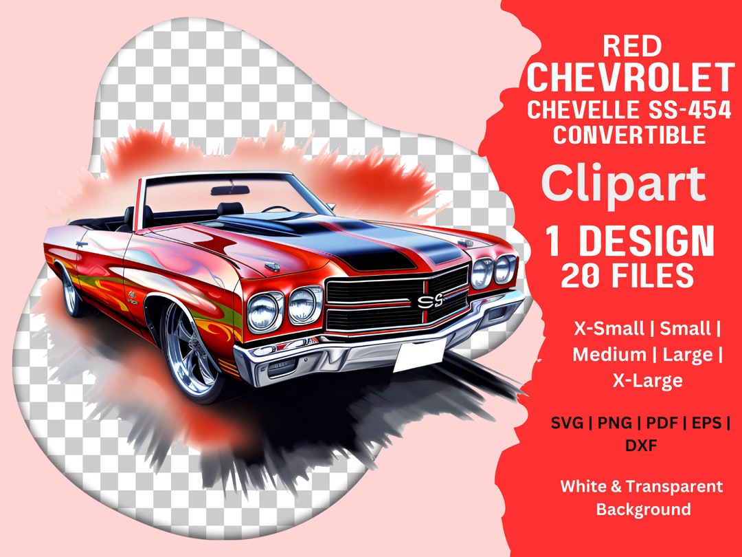 Red 1970 Chevrolet Chevelle SS-454 Convertible, Clipart, Vector Graphic ...