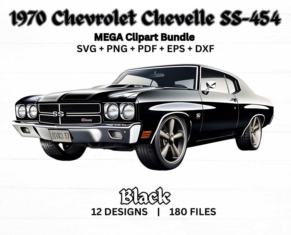 1970 Chevrolet Chevelle SS-454, Vintage Car, Clipart, Iconic Muscle Car ...