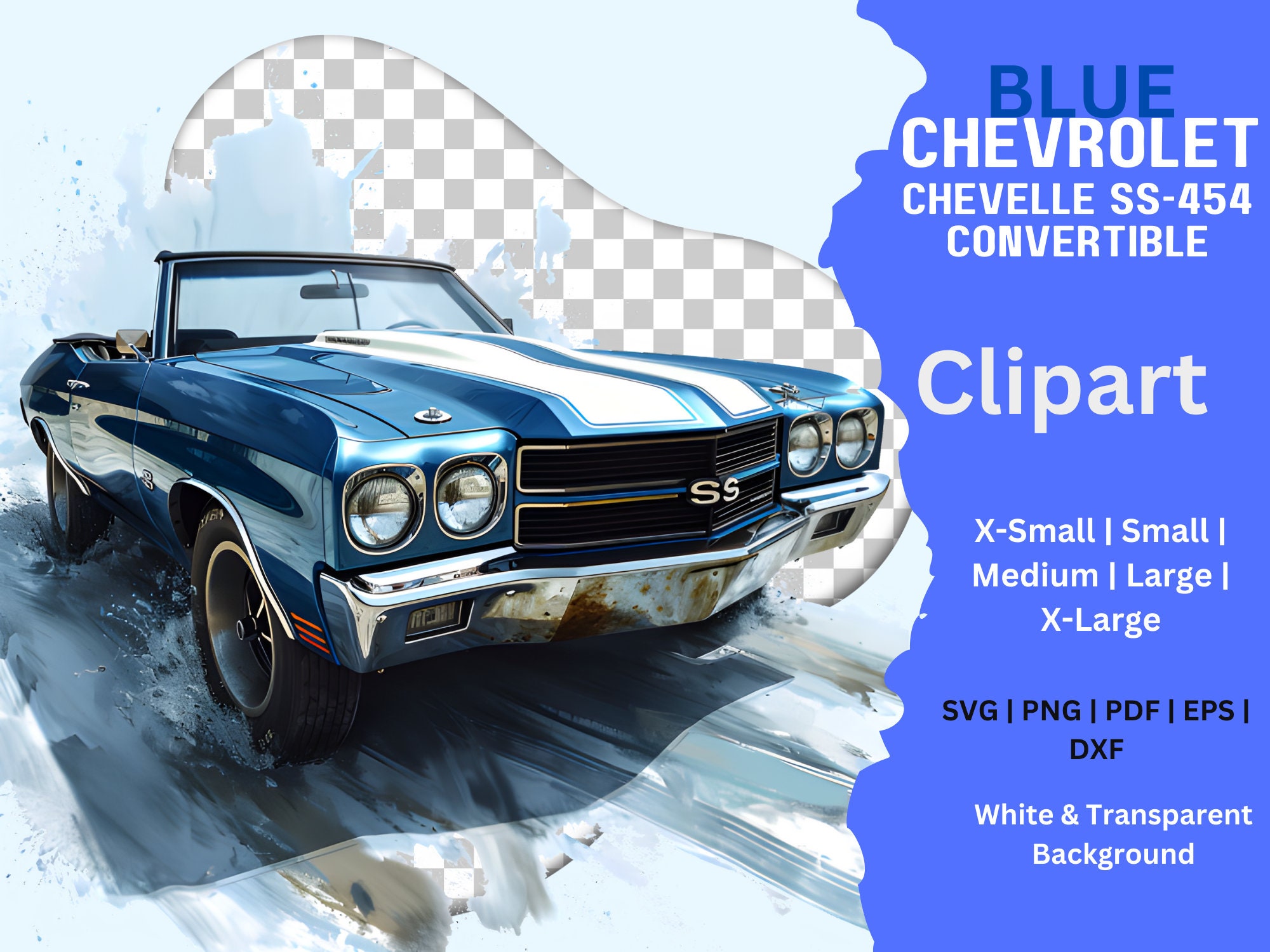 Chevrolet Chevelle SS-454 Convertible, Multi-color, Clipart Bundle ...